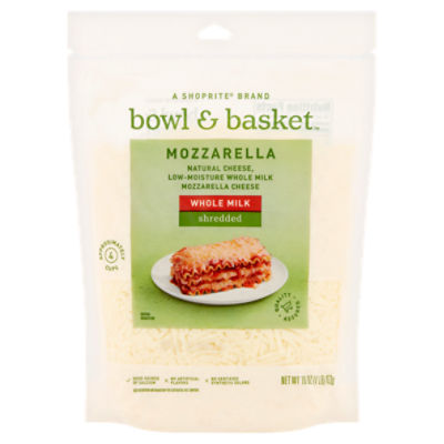 Bowl & Basket Shredded Whole Milk Mozzarella Cheese, 16 oz