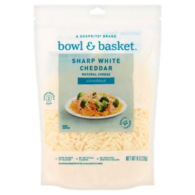 Bowl & Basket Shredded Sharp White Cheddar Natural Cheese, 8 oz - The ...