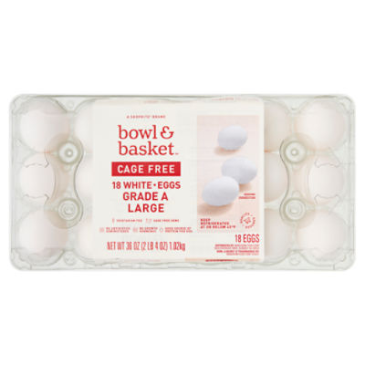 Bowl & Basket Cage Free White Eggs, Large, 18 count, 36 oz - Price Rite