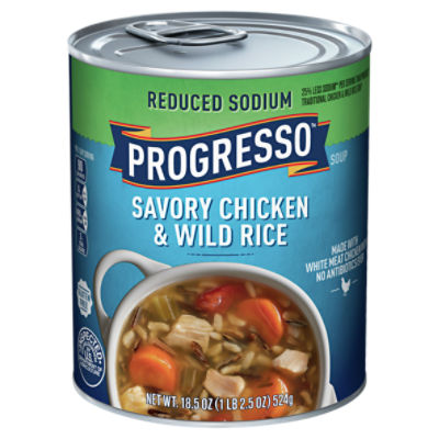 Progresso Reduced Sodium Savory Chicken & Wild Rice Soup, 18.5 oz ...