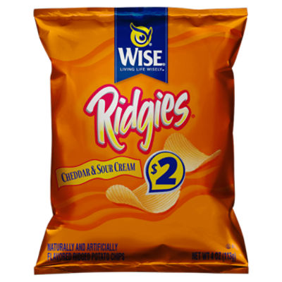 Wise Ridgies Cheddar & Sour Cream Flavored Ridged Potato Chips, 4 oz