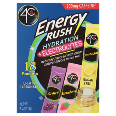 4C Energy Rush PSD with Electrolytes Variety Pack Stix, 18 ct (Lemonade ...