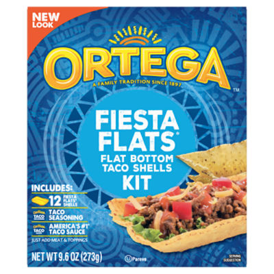 Ortega Fiesta Flats Flat Bottom Taco Shells Kit, 9.6 oz