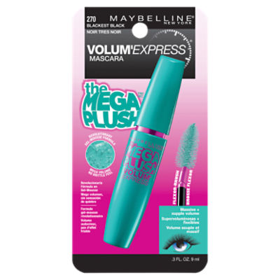 Maybelline Volum' Express The Mega Plush Washable Mascara, Blackest ...