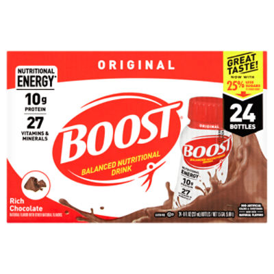 Boost Original Rich Chocolate Balanced Nutritional Drink, 8 fl oz, 24 ...