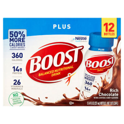 Nestlé Boost Plus Rich Chocolate Balanced Nutritional Drink, 8 fl oz ...