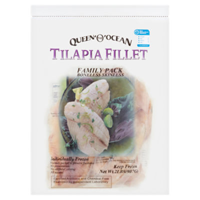 Queen ‘O' The Ocean Boneless Skinless Tilapia Fillet Family Pack, 2 lbs ...