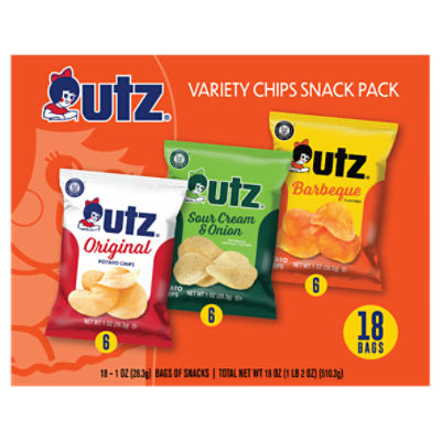 Utz Variety Chips Snack Pack, 1 oz, 18 count - The Fresh Grocer