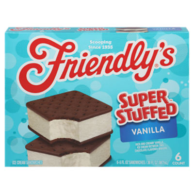 Friendly's Super Stuffed Vanilla Ice Cream Sandwiches, 5 fl oz, 6 count ...