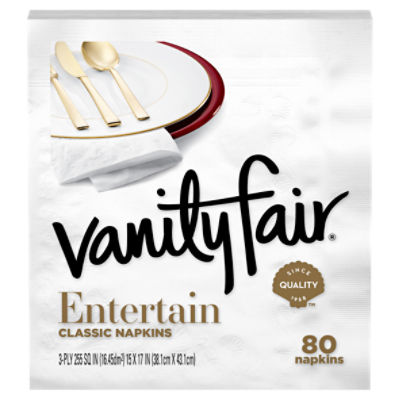 VANITY FAIR® ENTERTAIN CLASSIC NAPKINS - WHITE NAPKINS - 80 COUNT - Gourmet