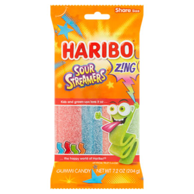 Haribo Z!ng Sour Streamers Gummi Candy Share Size, 7.2 oz - The Fresh ...