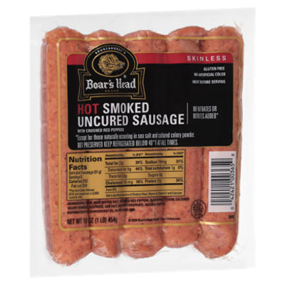 Brunckhorst's Boar's Head Skinless Hot Smoked Uncured Sausage, 5 count ...