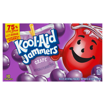 Kool-Aid Jammers Grape Flavored 0% Juice Drink, 10 ct Box, 6 fl oz ...
