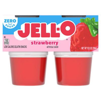 Jell-O Zero Sugar Strawberry Low Calorie Gelatin Snacks, 12.5 oz - Dearborn