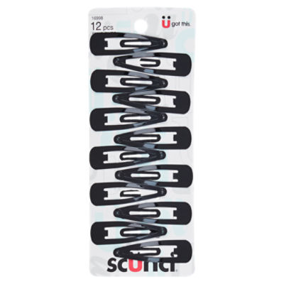 Scünci Black Snap Clips, 12 count - ShopRite