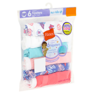 Hanes Toddler Girls' Tagless Hipsters, 4T/5T, 6 count