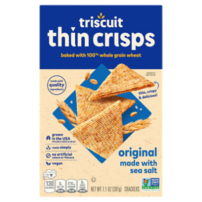 Triscuit Thin Crisps Original Whole Grain Vegan Crackers, 7.1 oz
