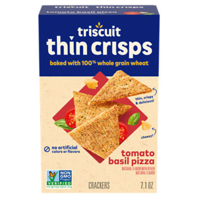 Triscuit Thin Crisps Tomato Basil Pizza Whole Grain Wheat Crackers, 7.1 ...