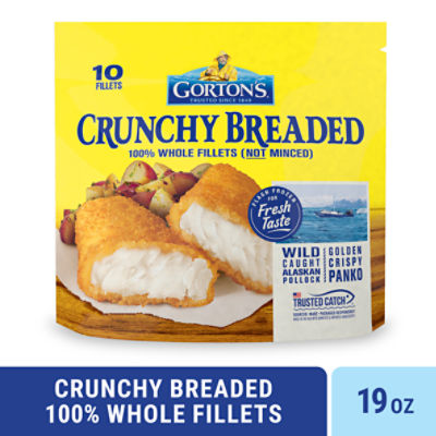 Gorton's Crunchy Breaded Fish 100% Whole Fillets, Wild Caught Alaskan ...