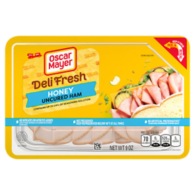 Oscar Mayer Deli Fresh Honey Uncured Ham Sliced Lunch Meat, 9 oz Tray