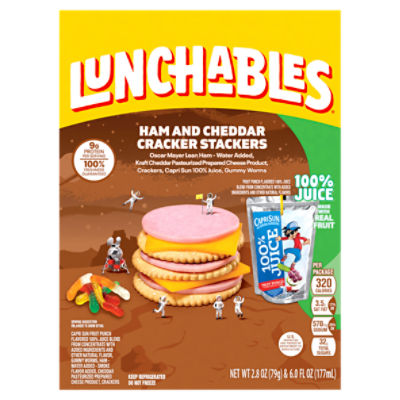Lunchables Ham & Cheddar Cracker Stackers with 100% Juice Lunch ...