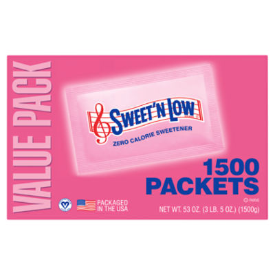 Sweet'N Low Zero Calorie Sweetener Value Pack, 1500 count, 53 oz