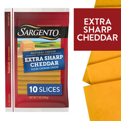 Sargento Sliced Extra Sharp Natural Cheddar Cheese, 10 count, 7 oz ...