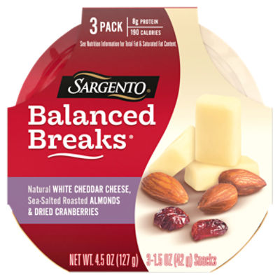 SARGENTO Balanced Breaks White Cheddar Cheese, Almonds & Dried ...