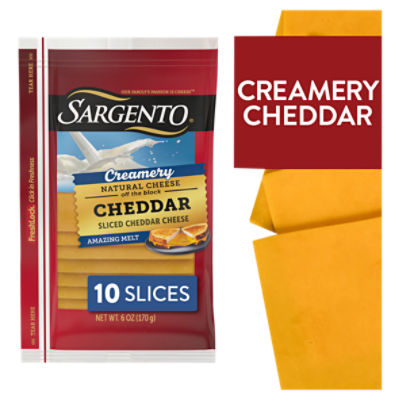 Sargento Creamery Sliced Cheddar Natural Cheese, 10 count, 6 oz - The ...