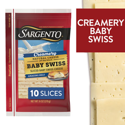 Sargento Creamery Sliced Baby Swiss Natural Cheese, 10 count, 6 oz ...