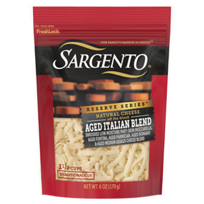 Sargento Reserve Series Shredded Aged Italian Blend Natural Cheese, 6 ...