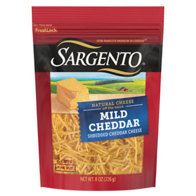 SARGENTO Shredded Mild Natural Cheddar Cheese, 8 oz