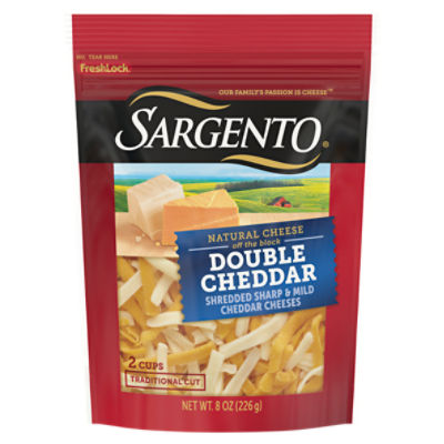 SARGENTO Shredded Natural Double Cheddar Cheese, 8 oz