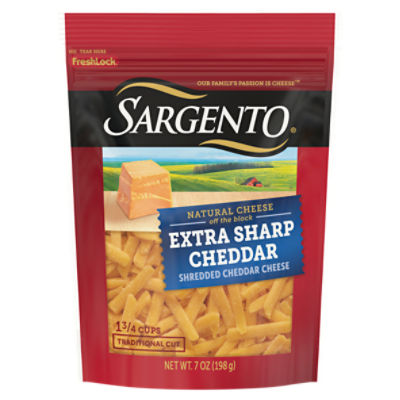 Sargento Shredded Extra Sharp Natural Cheddar Cheese, 7 oz - The Fresh ...