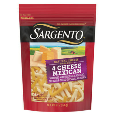 SARGENTO 4 Cheese Mexican Shredded Natural Cheese, 8 oz