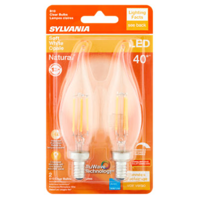 Sylvania Natural LED 40 Watts Soft White Opale B10 Clear Bulbs, 2 count ...