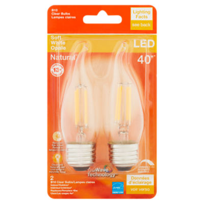 Sylvania Natural LED 40W Soft White B10 Clear Bulbs, 2 count - ShopRite