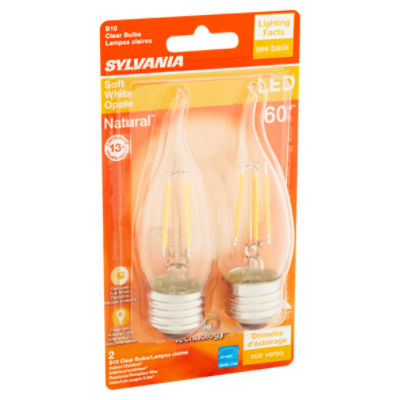 Sylvania Natural LED 60W Soft White B10 Clear Bulbs, 2 count - ShopRite