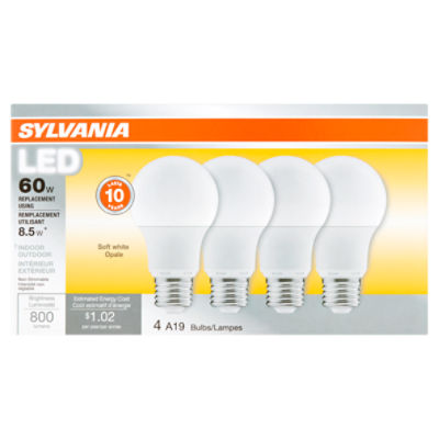 Sylvania LED 60W Soft White A19 Bulbs, 4 count - ShopRite