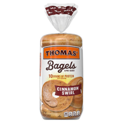Thomas' Cinnamon Swirl Pre-Sliced Bagels, 6 count, 20 oz - The Fresh Grocer