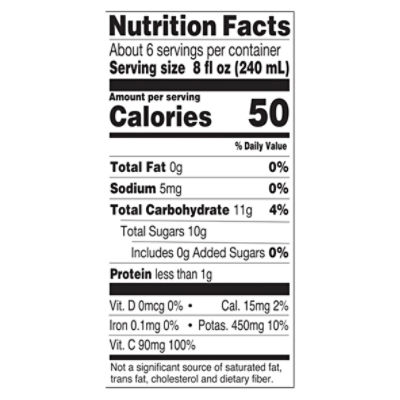 Tropicana Orange Juice Food Label