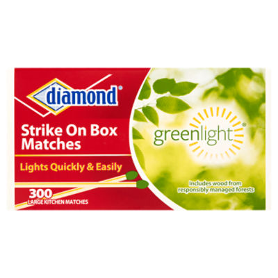 Diamond Greenlight Large Kitchen Strike on Box Matches, 300 count, 3 ...