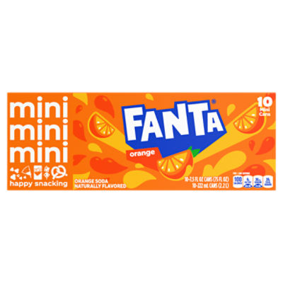 Fanta Mini Orange Soda, 7.5 fl oz, 10 count