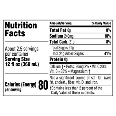 Powerade Nutrition Label