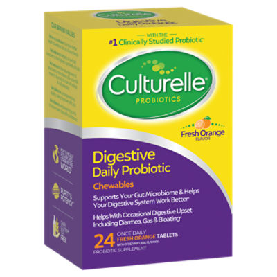 Culturelle Digestive Health Daily Probiotic Fresh Orange Chewables Tablets 24 Count