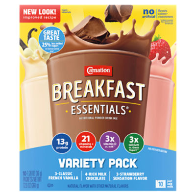 Carnation Breakfast Essentials Nutrition Powder Drink Mix Variety Pack ...