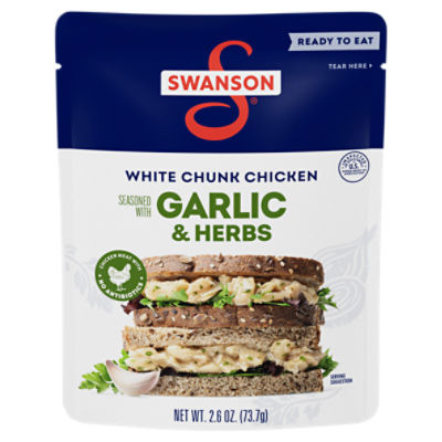 Swanson White Chunk Chicken Seasoned with Garlic & Herbs, 2.6 oz - Gourmet