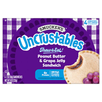 Smucker's Uncrustables Peanut Butter & Grape Jelly Sandwich, 2 oz, 4 count