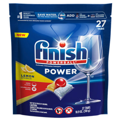 Finish Powerball Lemon Sparkle Power Automatic Dishwasher Detergent, 27 ...