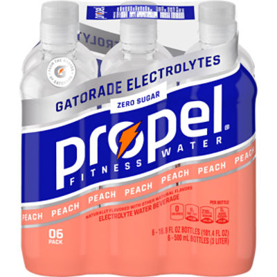 Propel Zero Sugar Electrolyte Water Beverage, Peach, 16.9 Fl Oz, 6 ...
